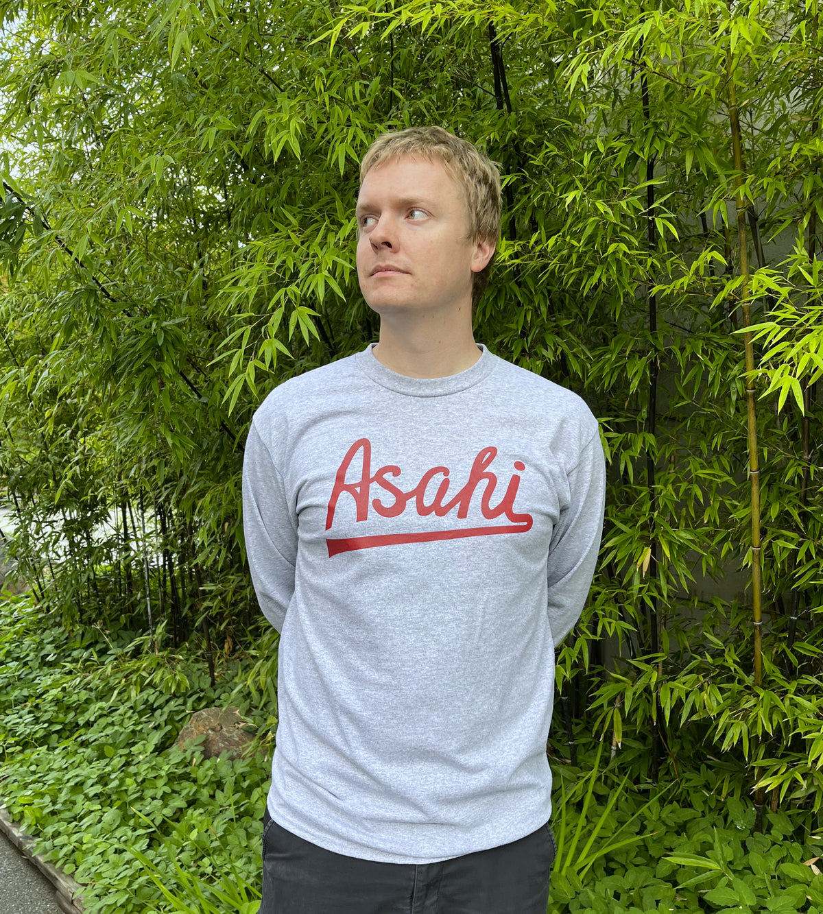 Asahi Long Sleeve - Grey with red logo– Nikkei National Museum Shop